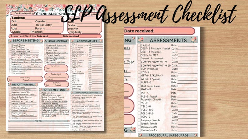 Printable IEP Checklist Bundle, SLP SPED Forms (digital Download) - Etsy