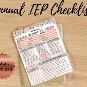 Annual IEP Checklist - Etsy