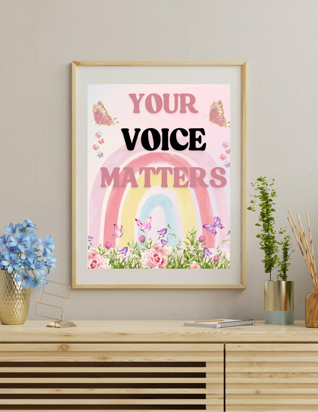 Your Voice Matters Printable | Rainbow Butterfly Decor (digital ...