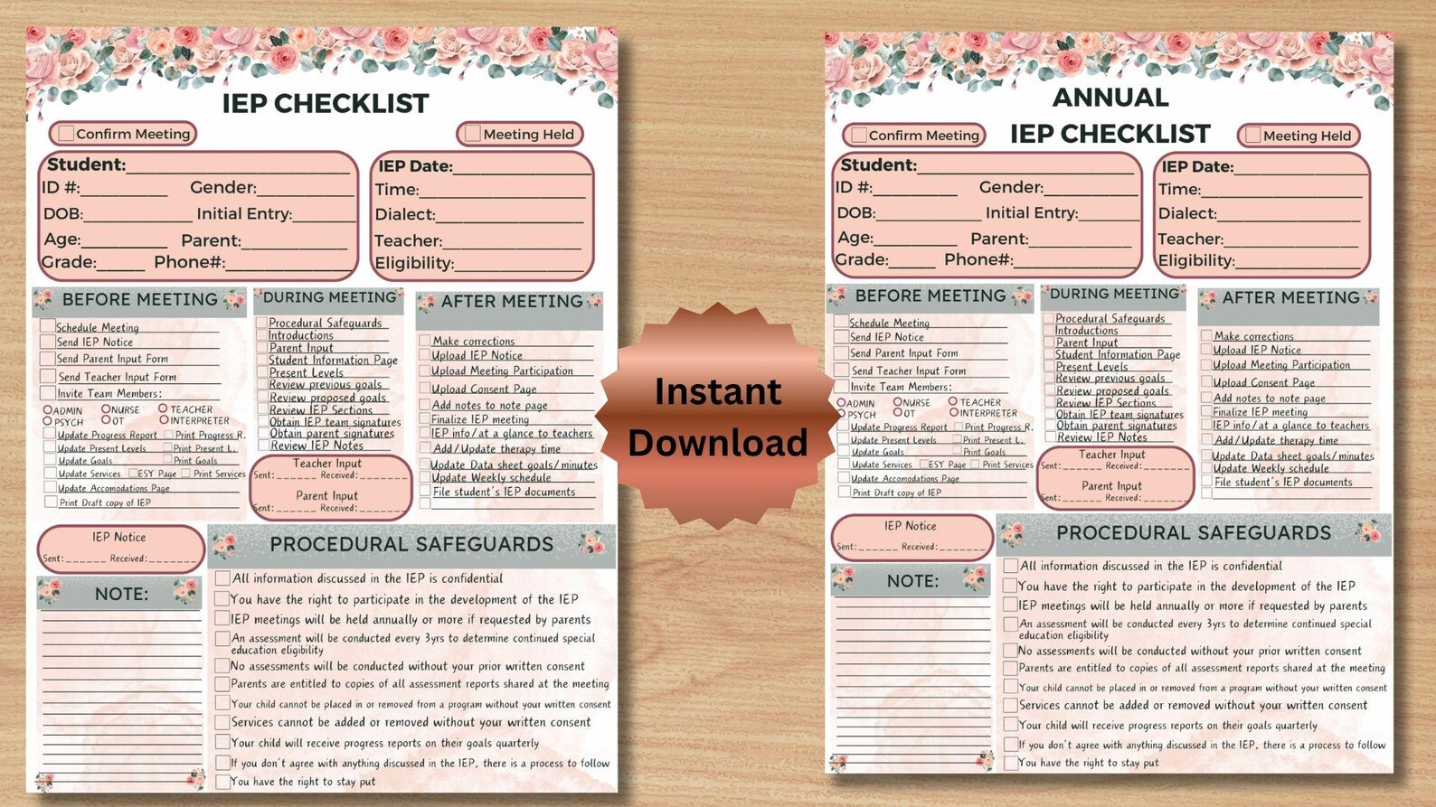 Printable IEP Checklist Bundle, SLP SPED Forms (digital Download) - Etsy