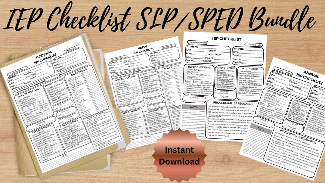 SLP SPED IEP Checklist Bundle, Initial, Annual, Triennial (printable ...