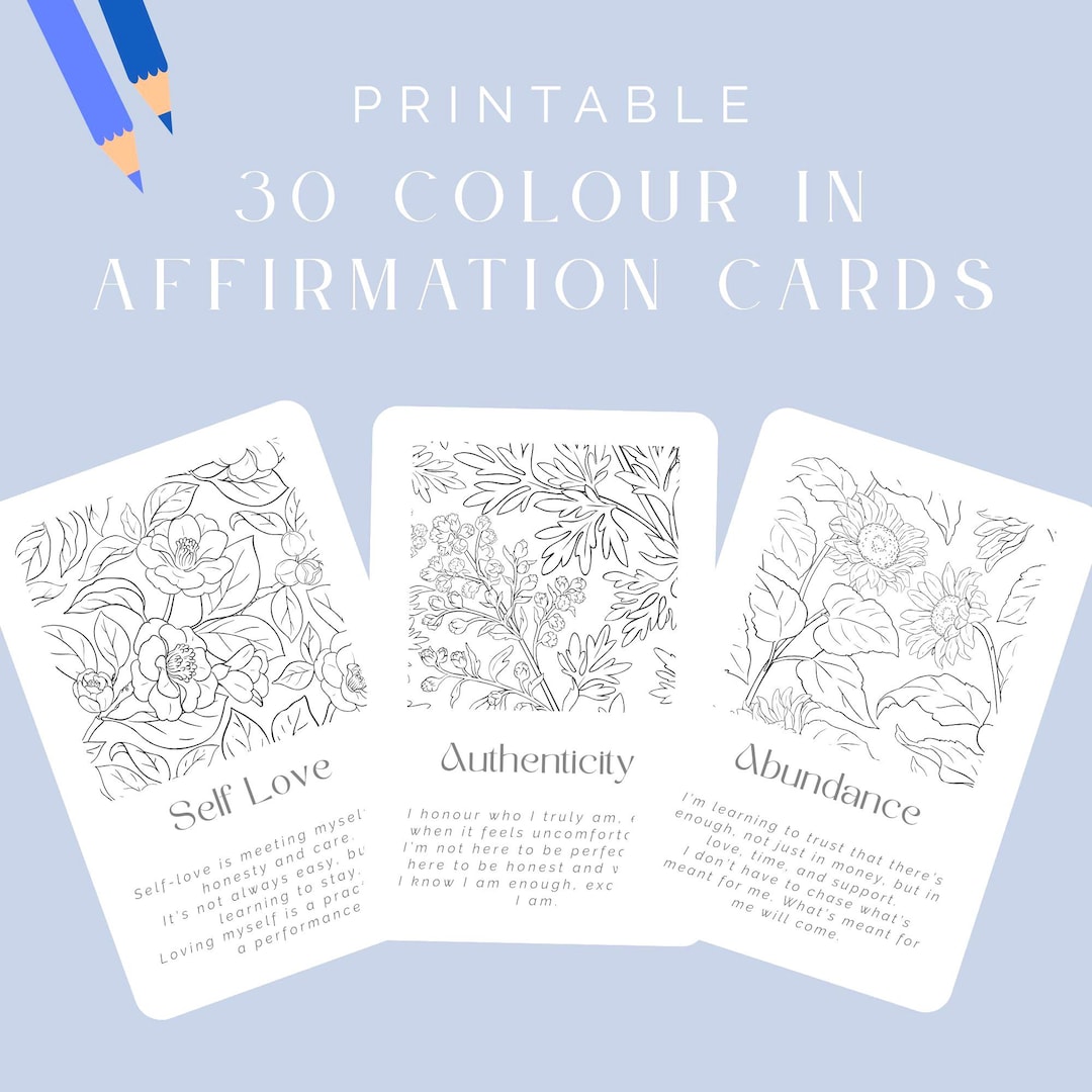 Printable Affirmation Cards: Botanical Illustrations, Mindfulness ...