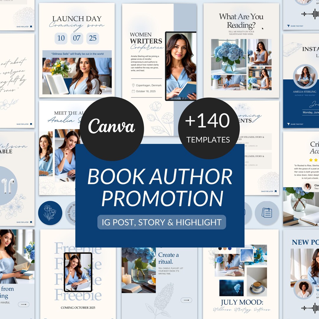 Book Author Instagram Templates | Book Launch and Promotion Canva ...