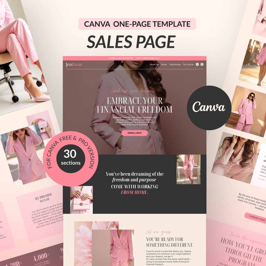 Course Sales Page, Business Coach Website Template, Sales Funnel ...