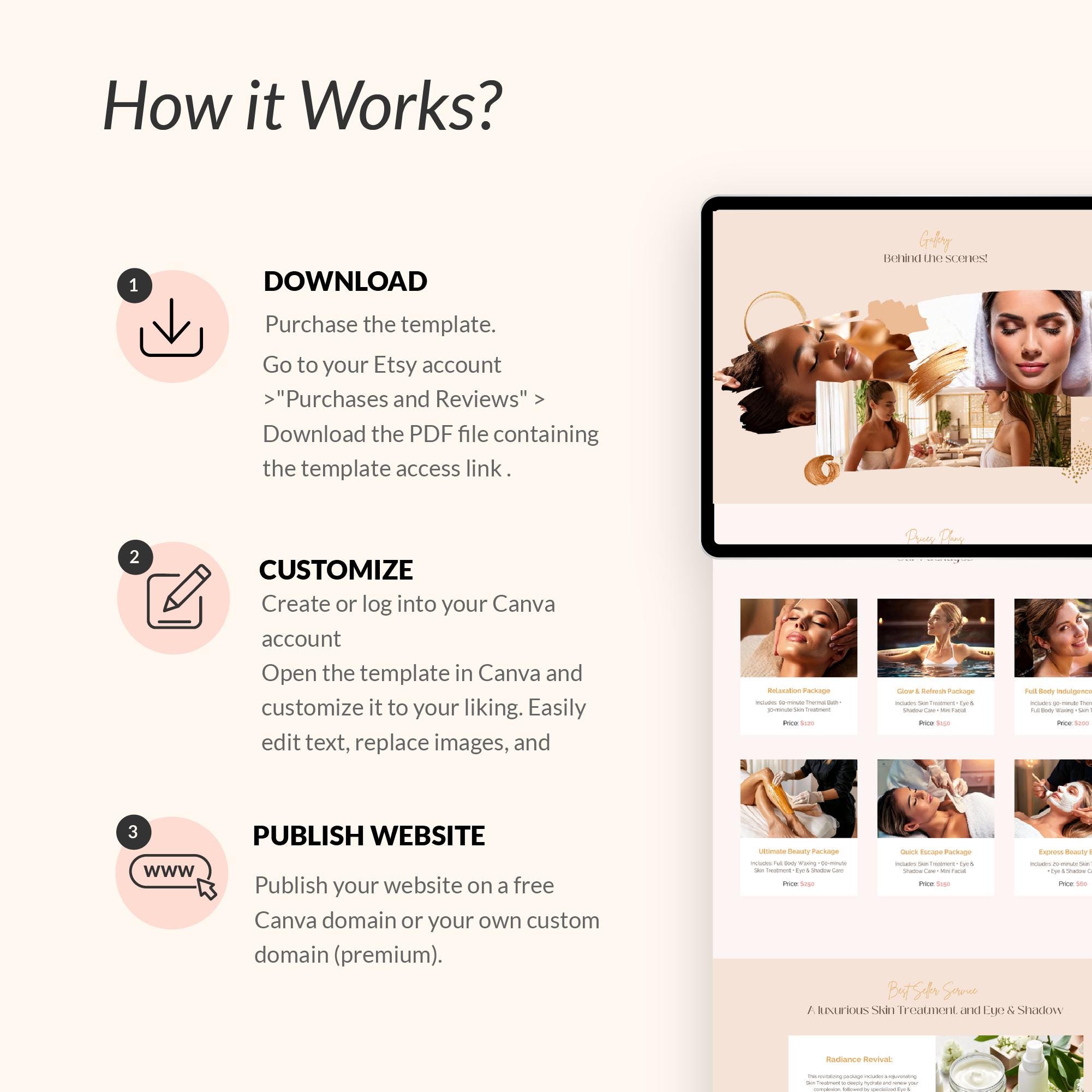 Elegant Beauty Spa Canva Website Template, Esthetician Landing Page - Etsy