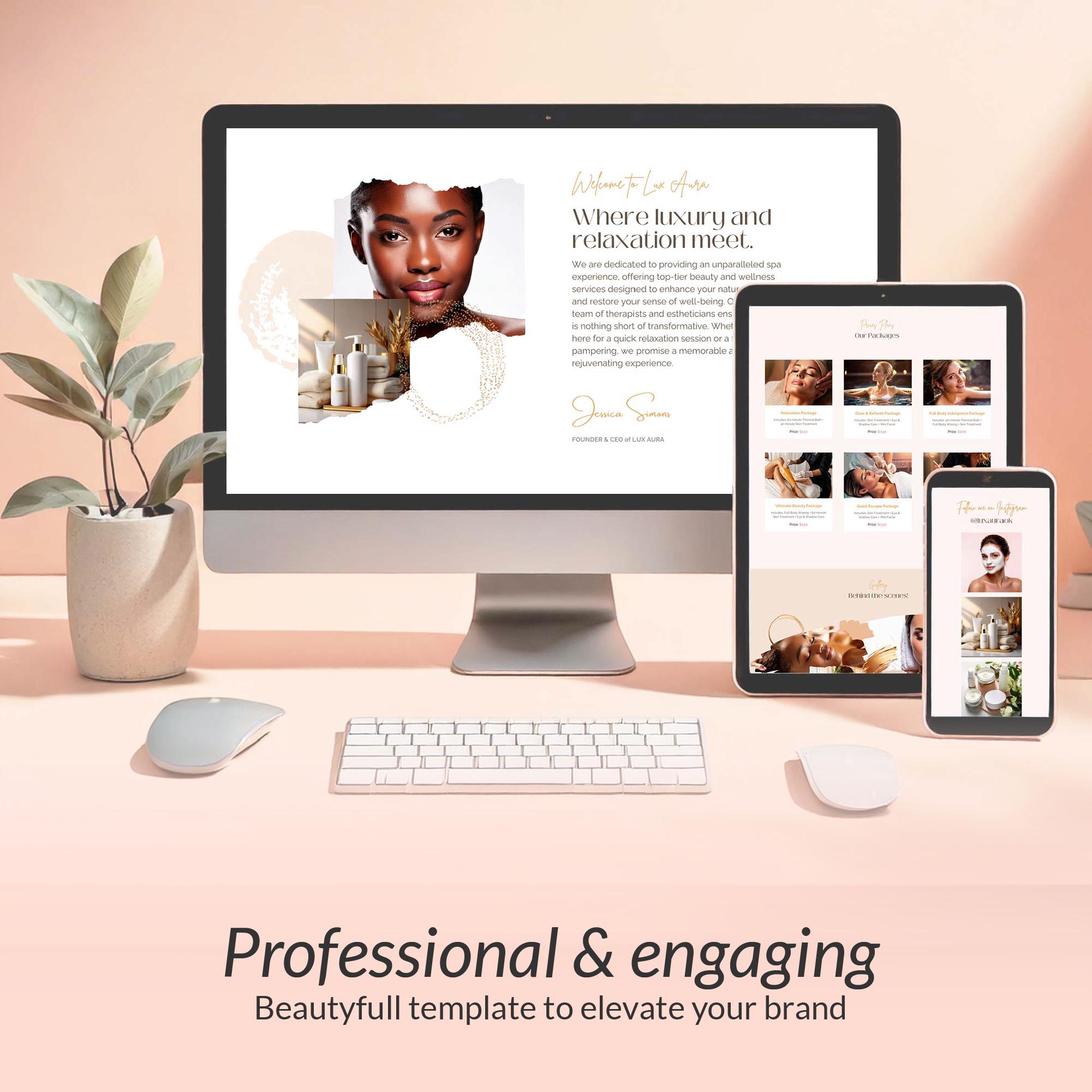Elegant Beauty Spa Canva Website Template, Esthetician Landing Page - Etsy
