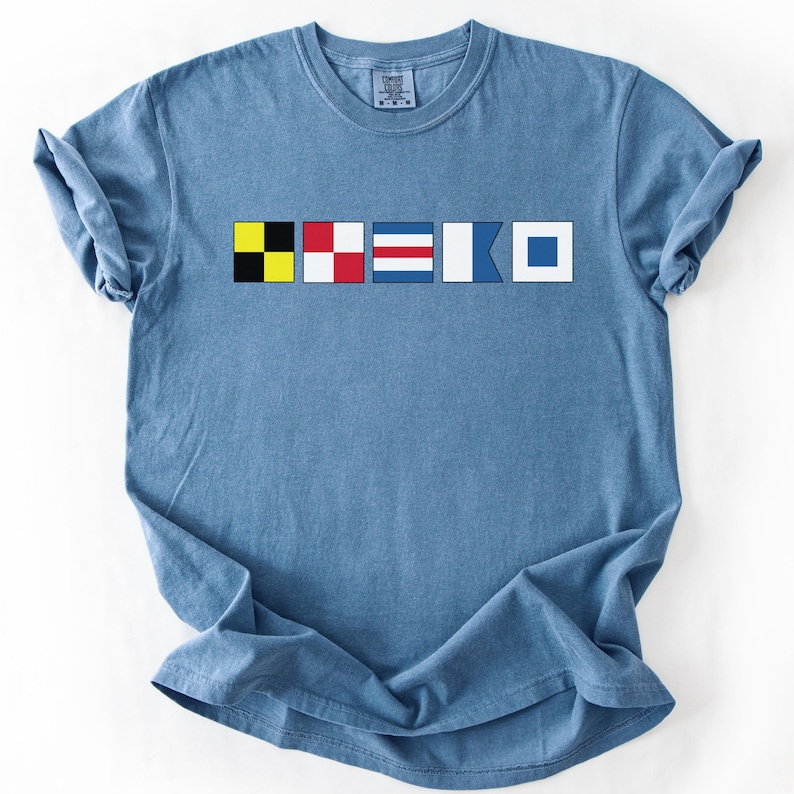 Personalized Nautical Flags Comfort Colors Shirt, Custom Nautical Flag ...