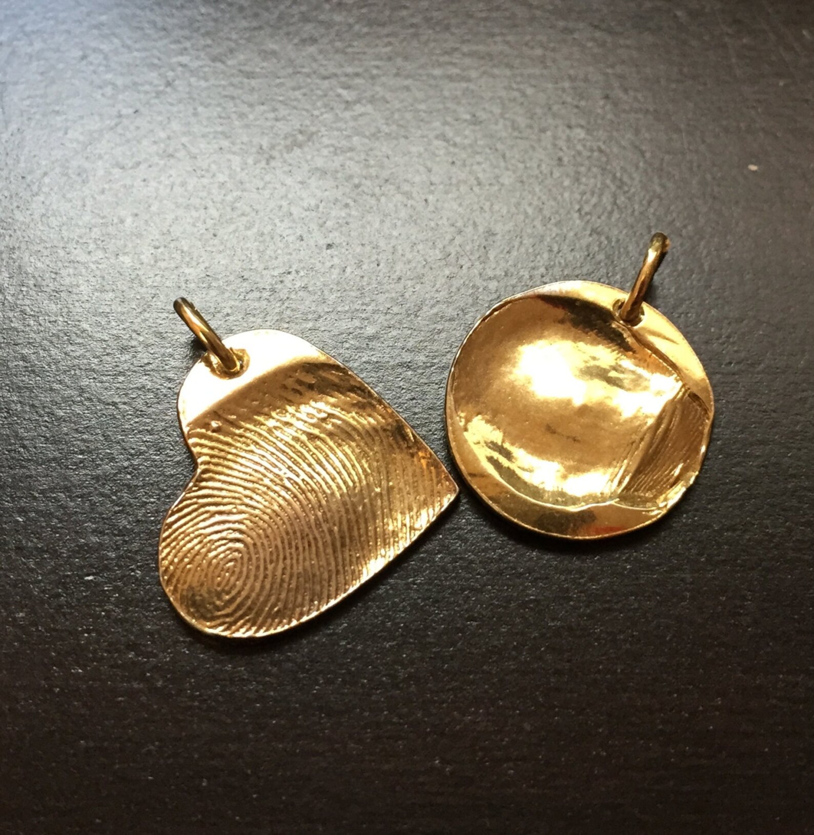 Circle & Heart Gold Fingerprints Charms. - Etsy