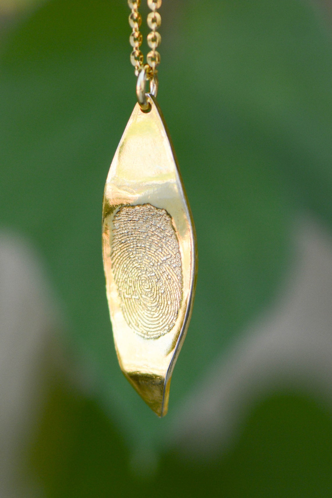 Fingerprint Pea Pod Gold Pendant - Etsy