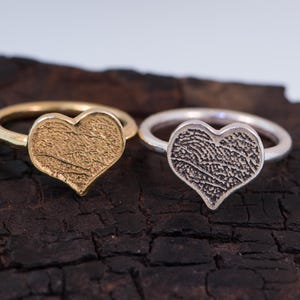 Heart Personalized Fingerprint Fine Silver Ring - Etsy