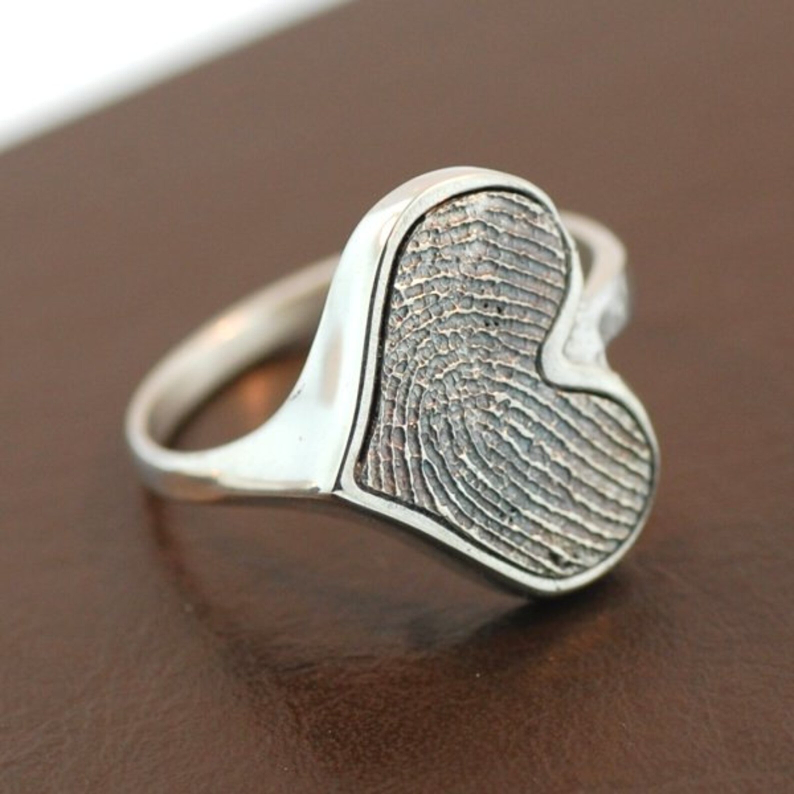 Heart Personalized Fingerprint Sterling Silver Ring - Etsy