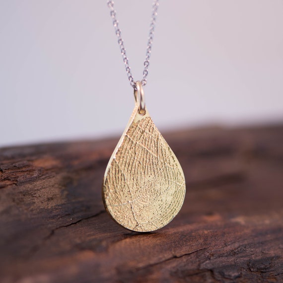 Fingerprint Teardrop Gold Pendant - Etsy