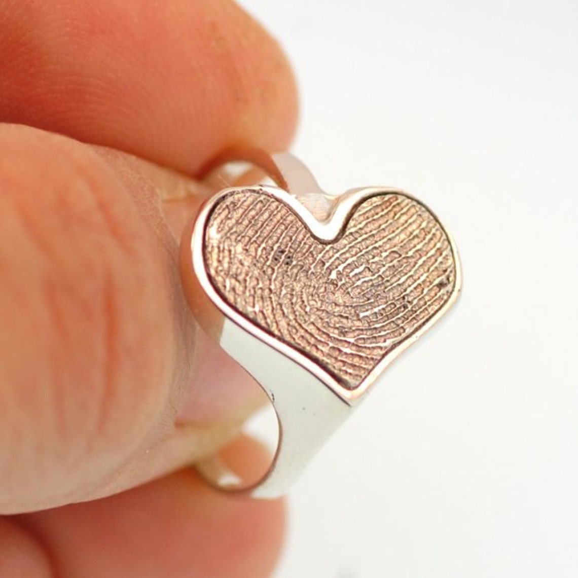 Heart Personalized Fingerprint Sterling Silver Ring - Etsy