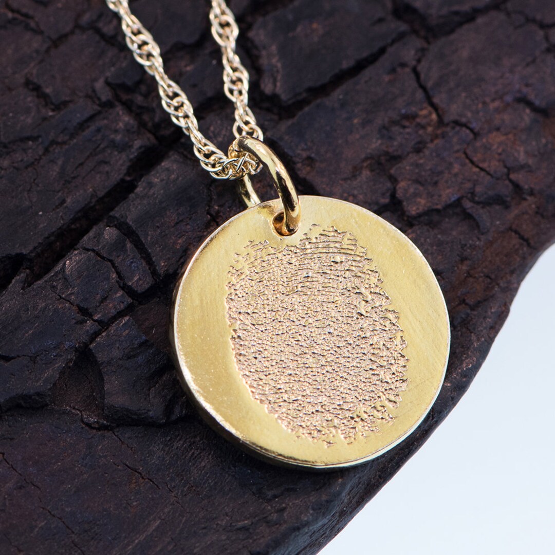 Fingerprint Gold Pendant 3cm - Etsy Israel