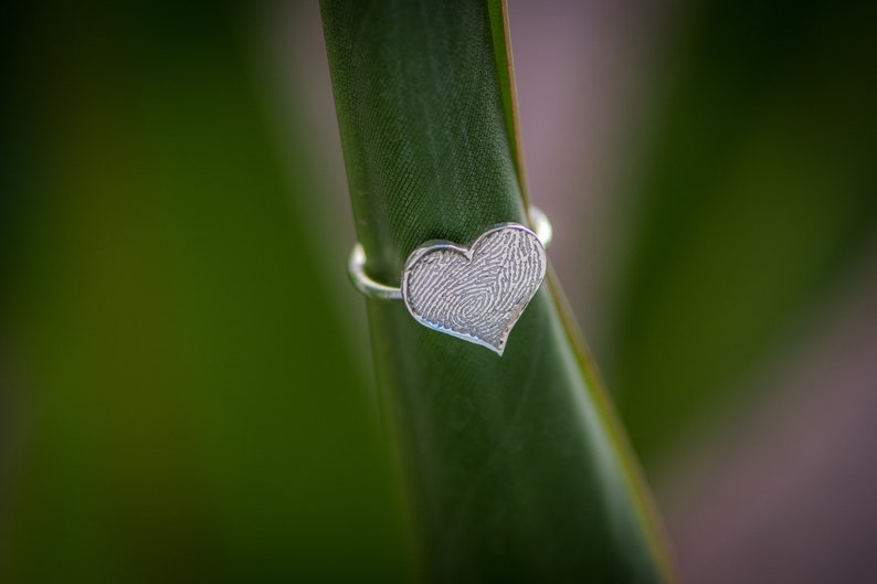 Heart Personalized Fingerprint Fine Silver Ring - Etsy