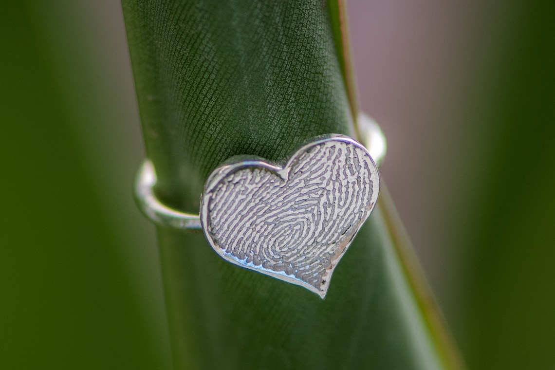 Heart Personalized Fingerprint Fine Silver Ring - Etsy