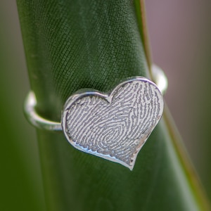 Heart Personalized Fingerprint Fine Silver Ring - Etsy