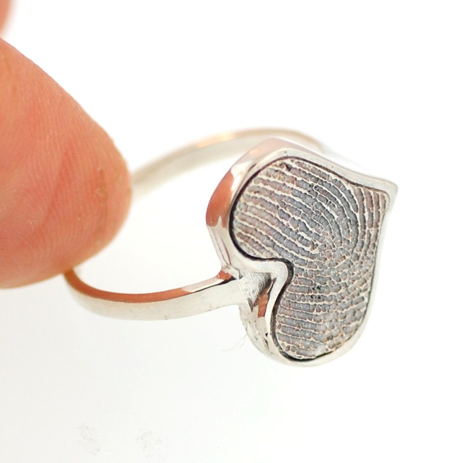 Heart Personalized Fingerprint Sterling Silver Ring - Etsy