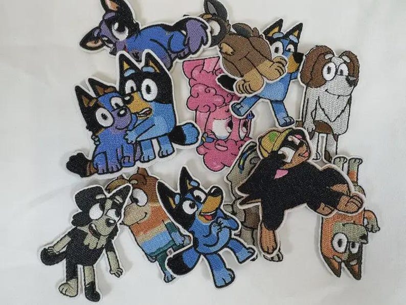 Bluey and Bingo Australian Shepherd Inspired Patches, Iron-on Fabric ...