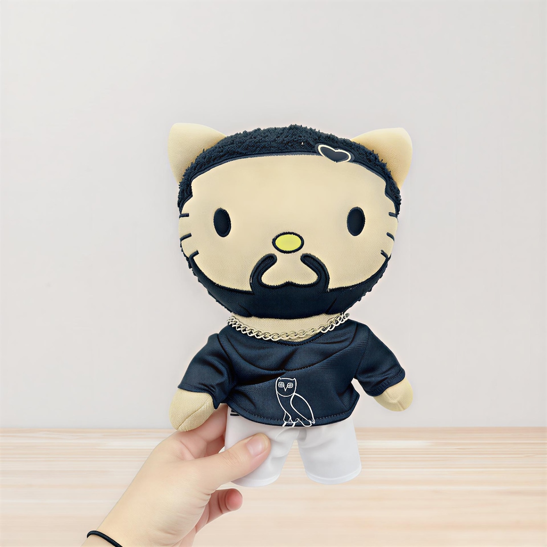 Hello Kitty X Drake Plush | 24cm Stuffed Doll in Black Suit | Cute Rap ...
