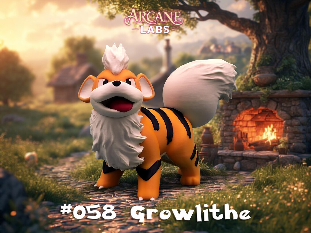 Growlithe | 3D Printed | Pokémon Gift | Fire Pup Figure | Loyal Canine ...