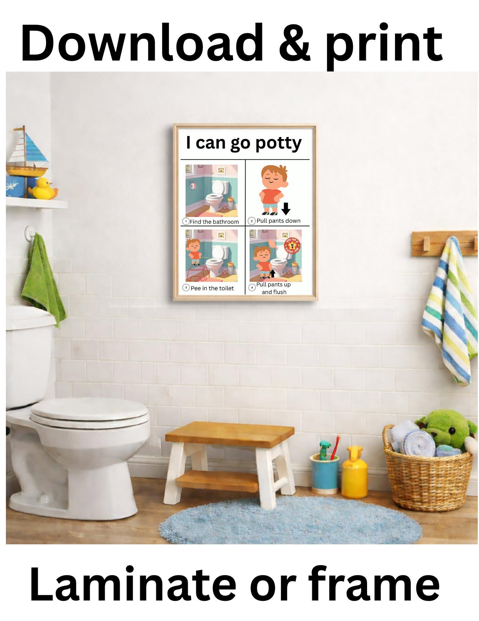 Printable Bathroom Wall Visual - Autism Bathroom Routine - I Can Go ...