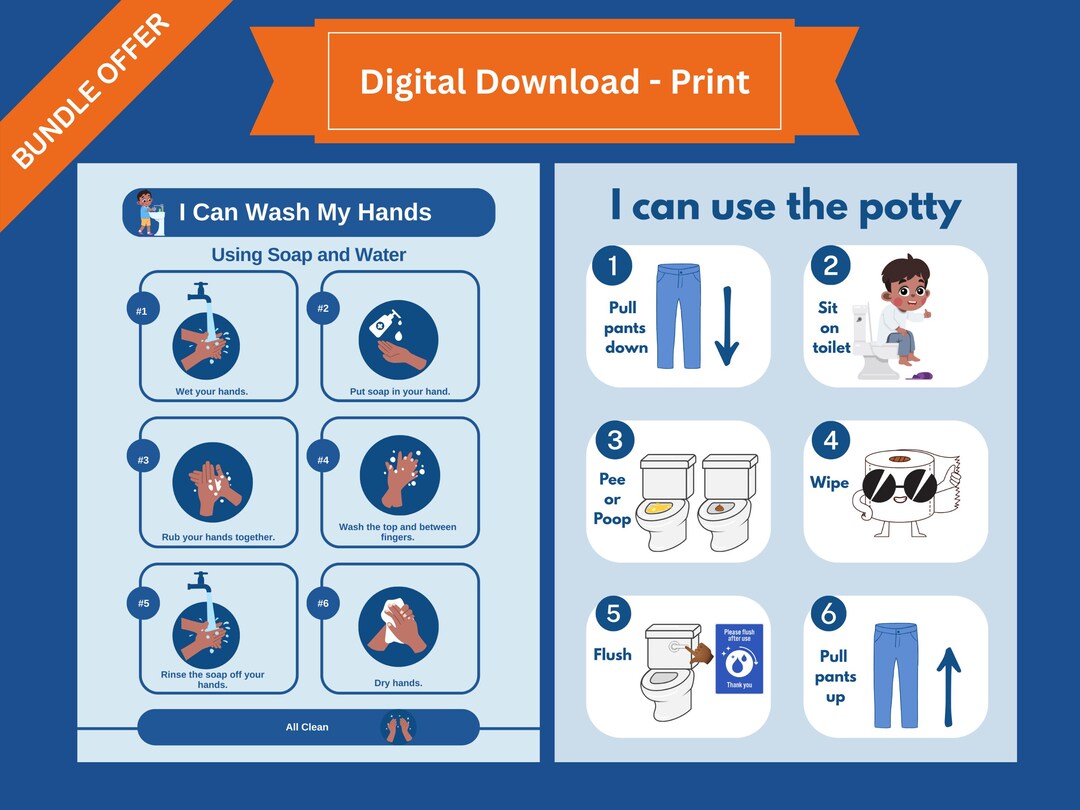 Potty Training & Hand Washing Visual Schedule: Autism Toddler Routine ...