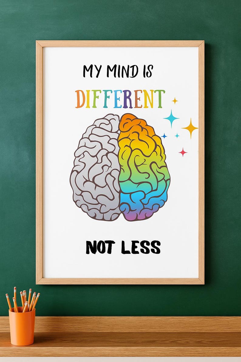 Autism Awareness Poster: Rainbow Brain, Inspirational Neurodiversity ...