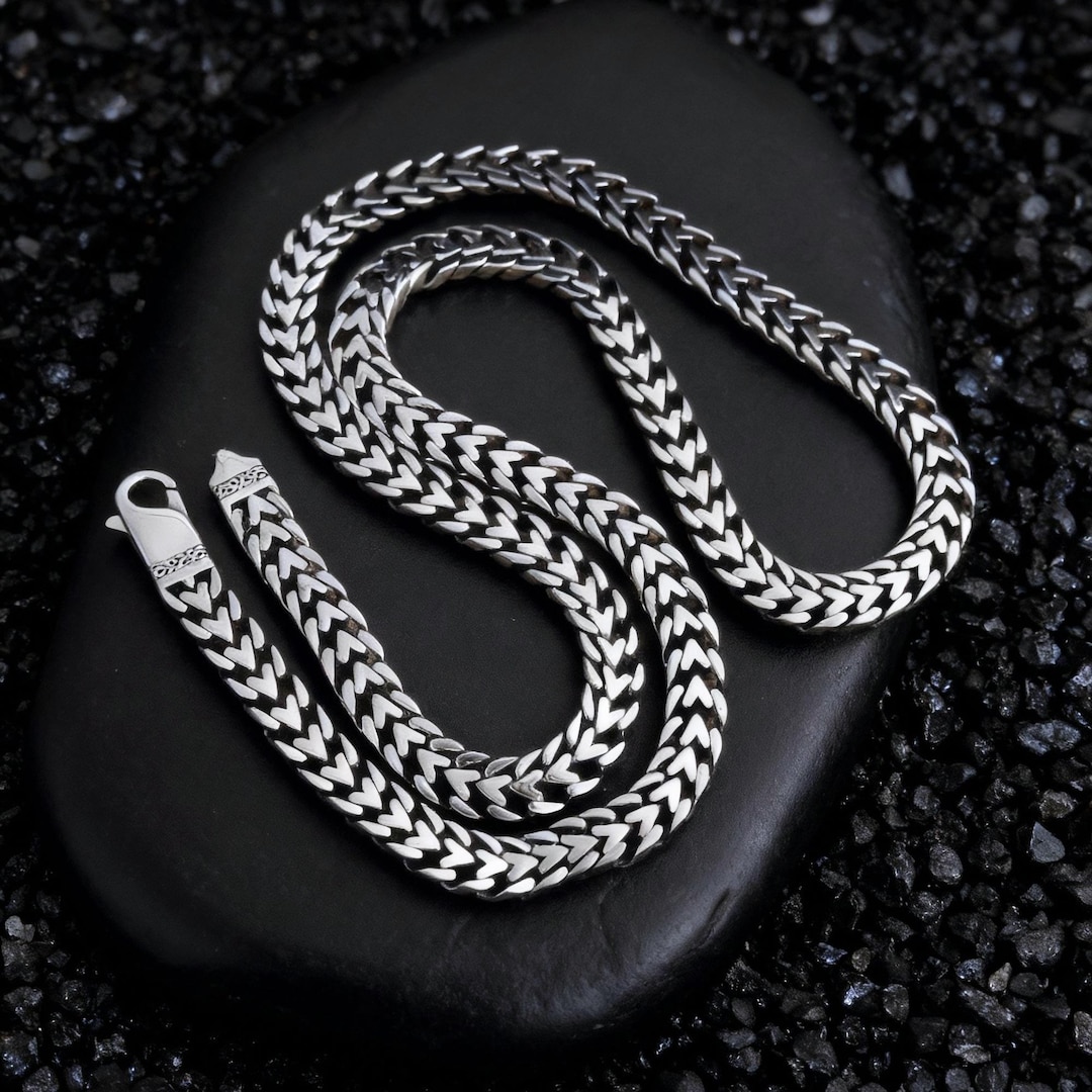 925 Sterling Silver Flat Wheat Chain Necklace: Byzantine Style - Etsy