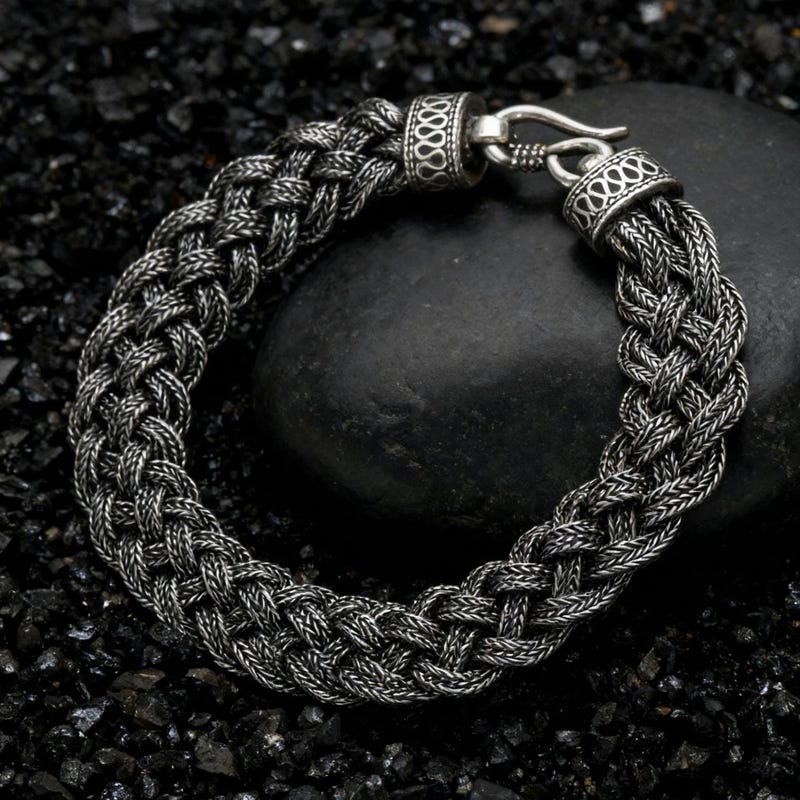 925 Wide Woven Bracelet - Etsy
