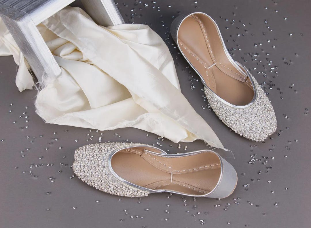 Pearl Bridal Jutti Flats: Handcrafted Khussa Wedding Shoes - Etsy