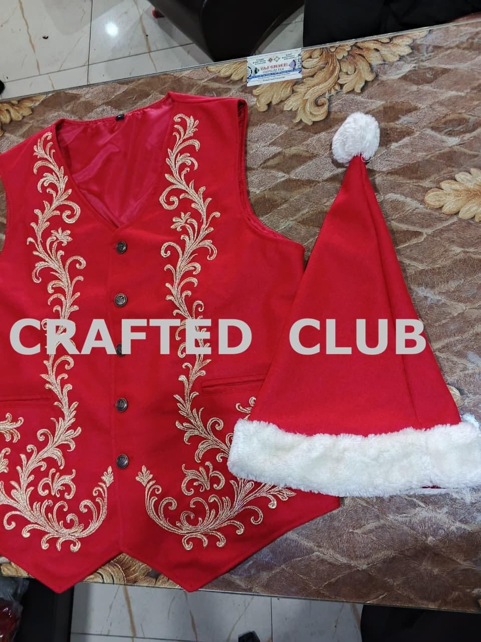 Handcrafted Luxury Santa Coat | Red Wool & Gold Embroidered Christmas ...