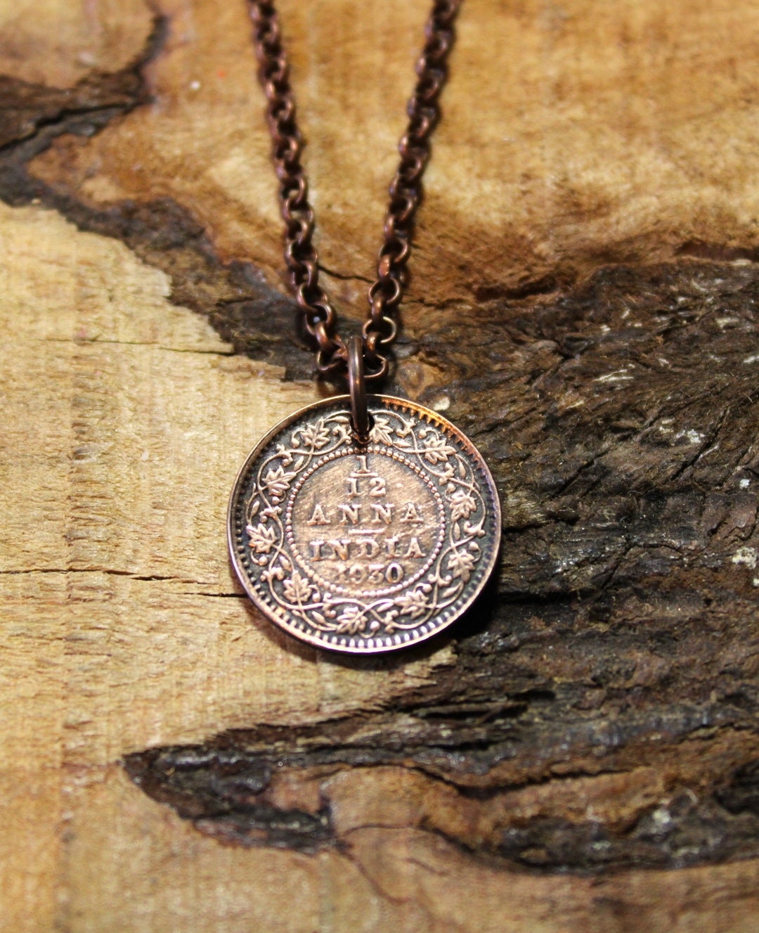 Small Vintage Indian Anna Coin Necklace India Charm 1930 - Etsy