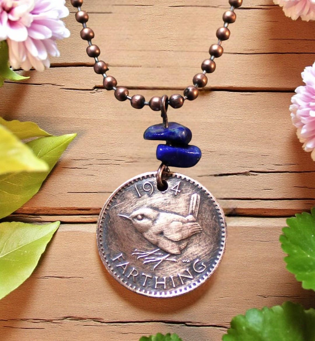 Little Wren Coin Necklace + Lapis Lazuli Gemstone Beads - United ...