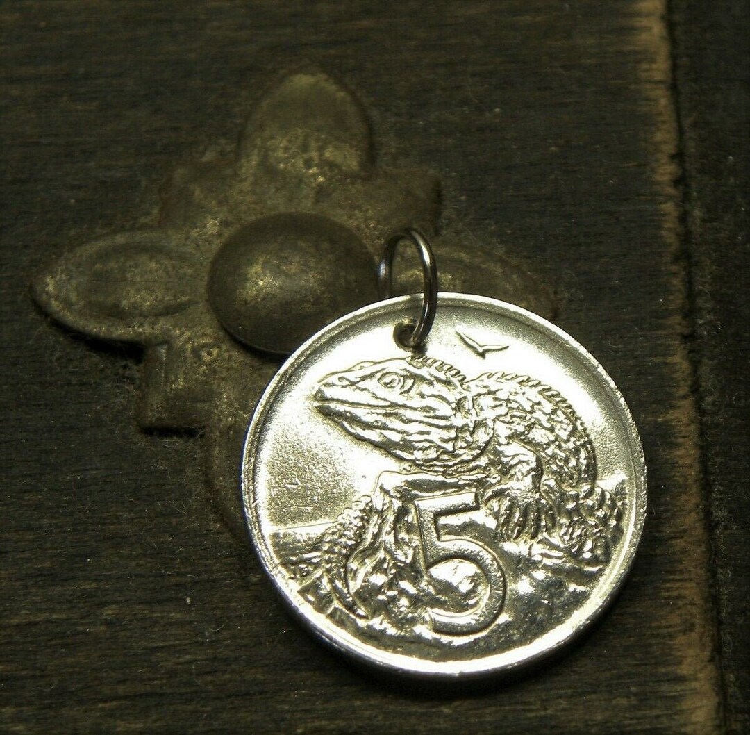 Lizard Coin Pendant - New Zealand - Tuatara/ Charm/ Reptile #P14 - Etsy