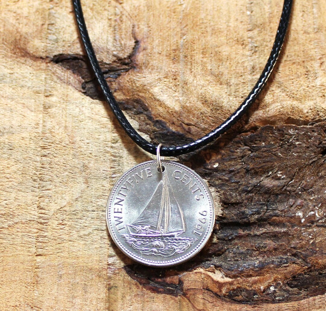 Sailboat Coin Necklace - Bahama Islands - 1966 - Ocean - Boat - Sailing ...