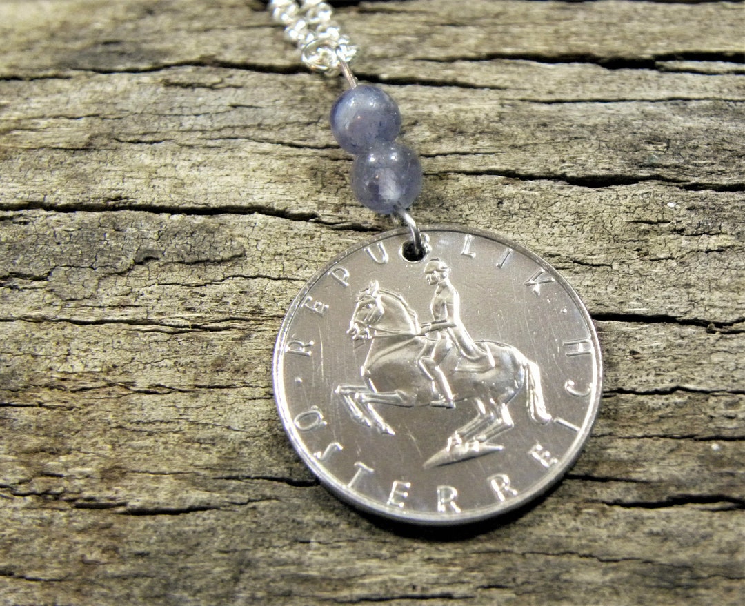 Horse Rider Coin Necklace Lolite Gemstone Beads Austria Gifts for Her ...