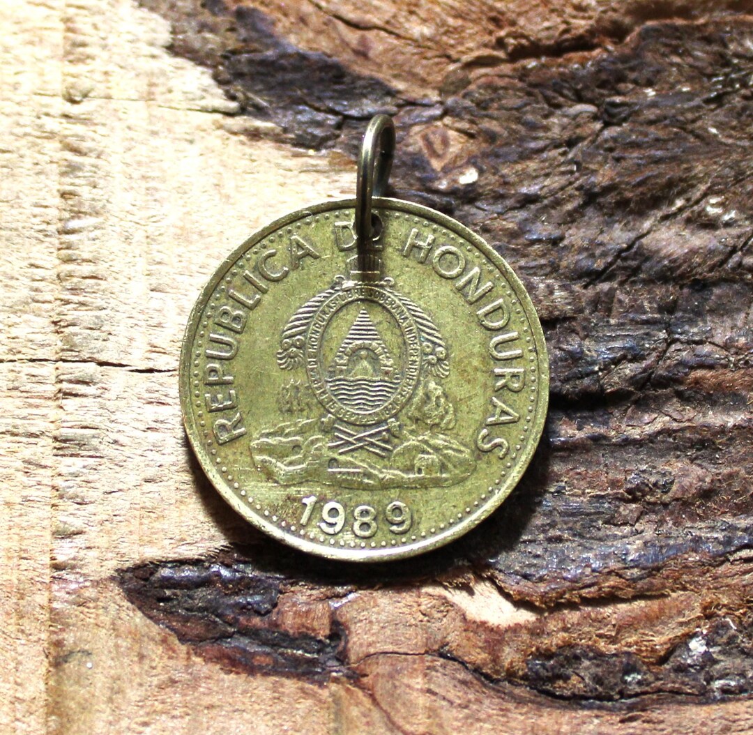 Honduras Coin Pendant - Coat of Arms - 1989 - Charm #P479 - Etsy