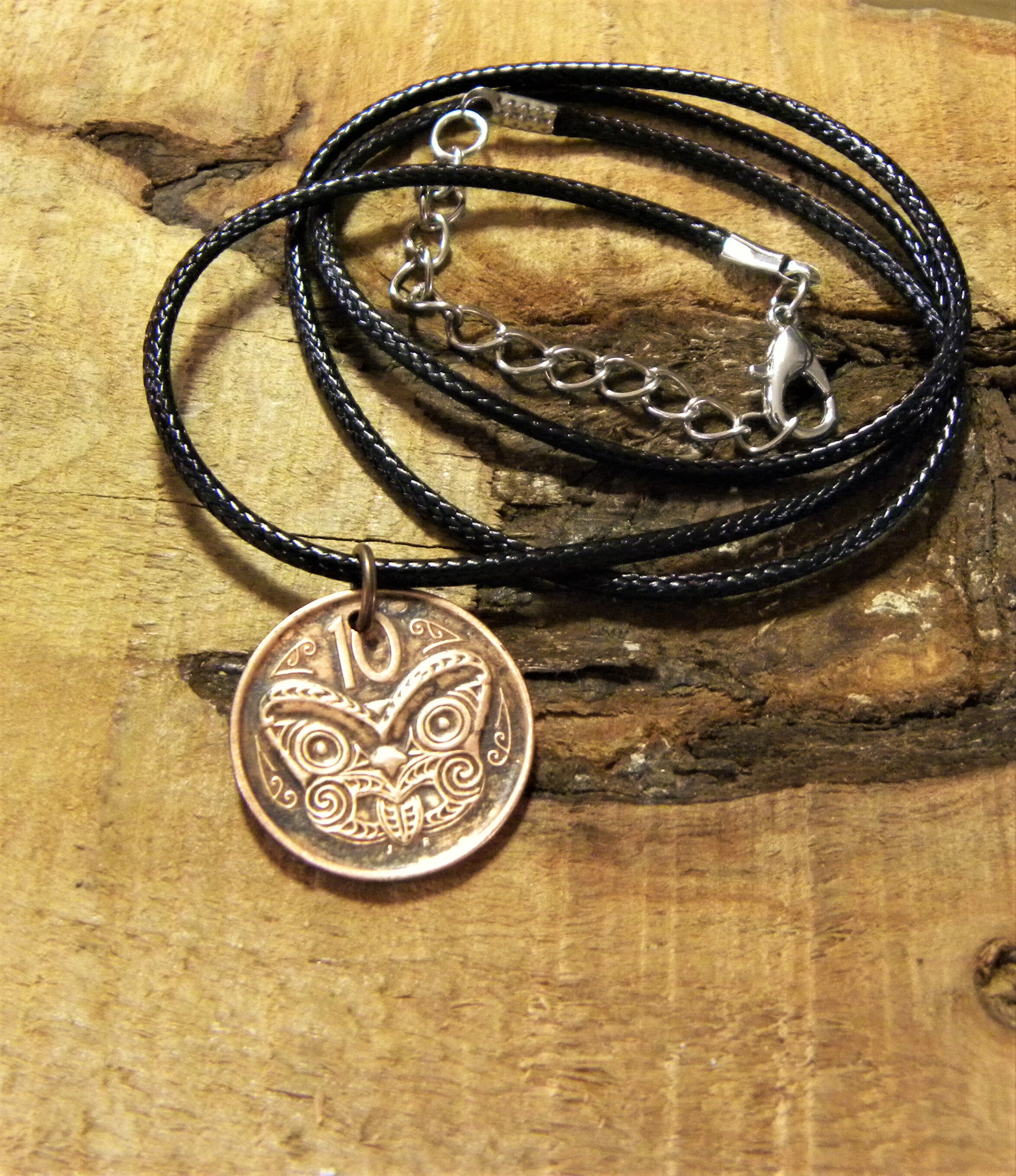 Maori Mask Coin Pendant - New Zealand - 'koruru' - Gable Mask - Copper ...