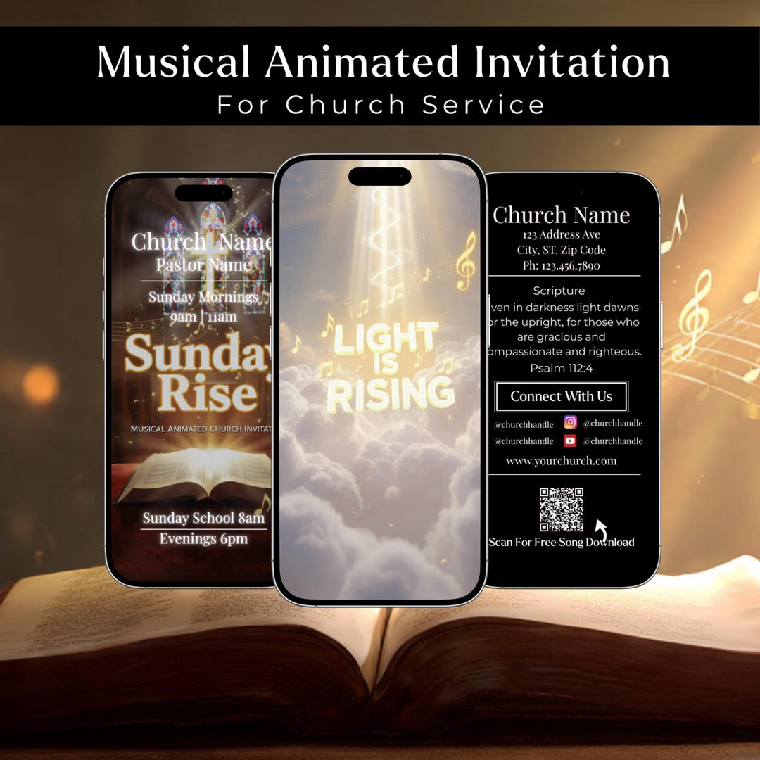 Animated Church Service Invitation | Canva Template | Digital Download ...