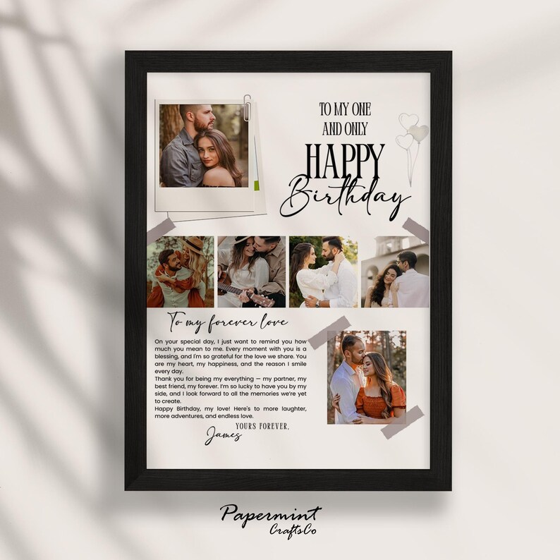 Birthday Photo Collage Template, Birthday Gift, Birthday Printable ...
