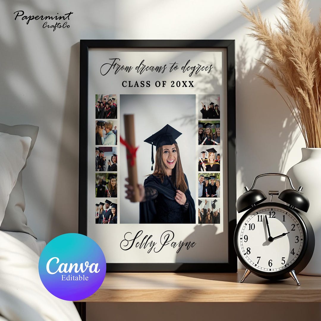 Graduation Photo Collage Canva Template, From Dreams to Degrees Print ...