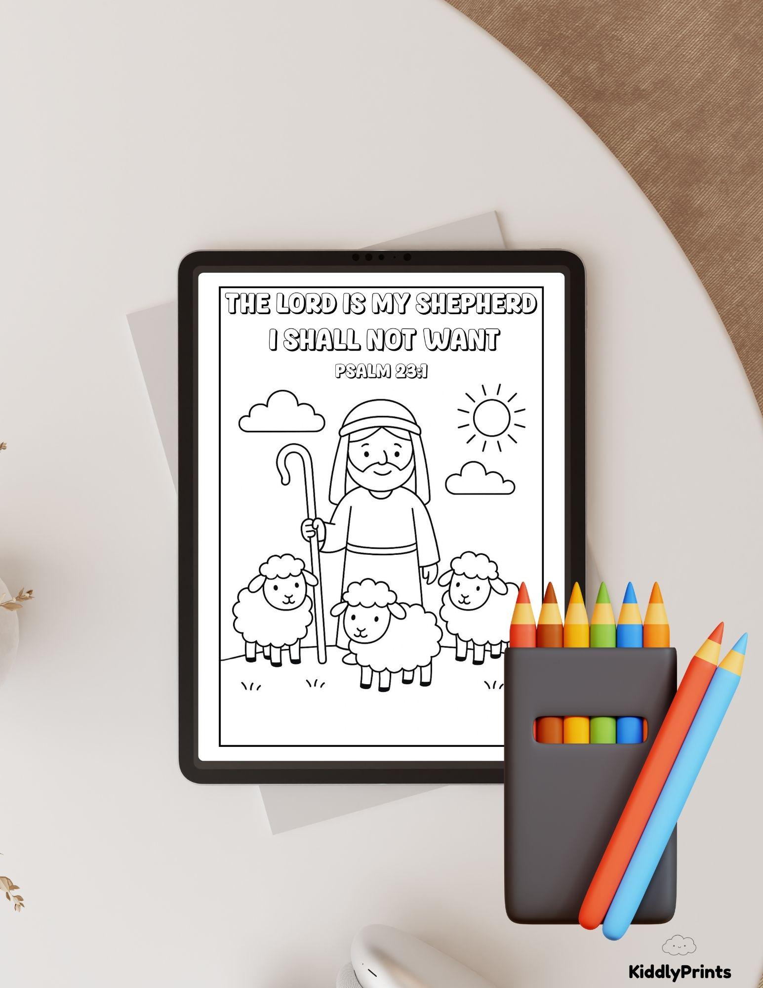 Psalm 23 Coloring Page: Christian Bible Verse Art (digital Download) - Etsy
