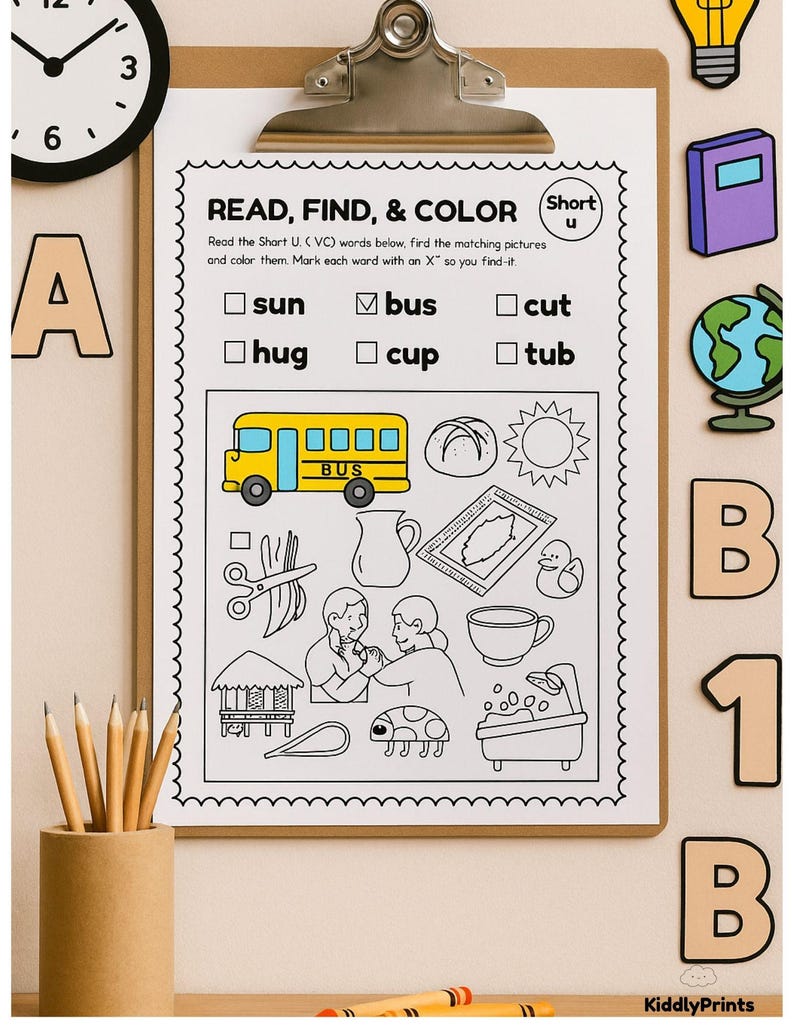 CVC Word Family Worksheets: Read, Find & Color - Phonics for ...