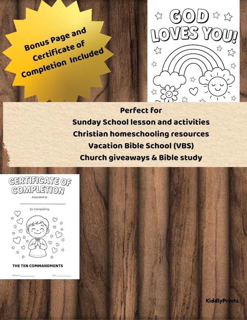 Ten Commandments Coloring Pages: Bible Verse Activity Sheets Bonus Page ...