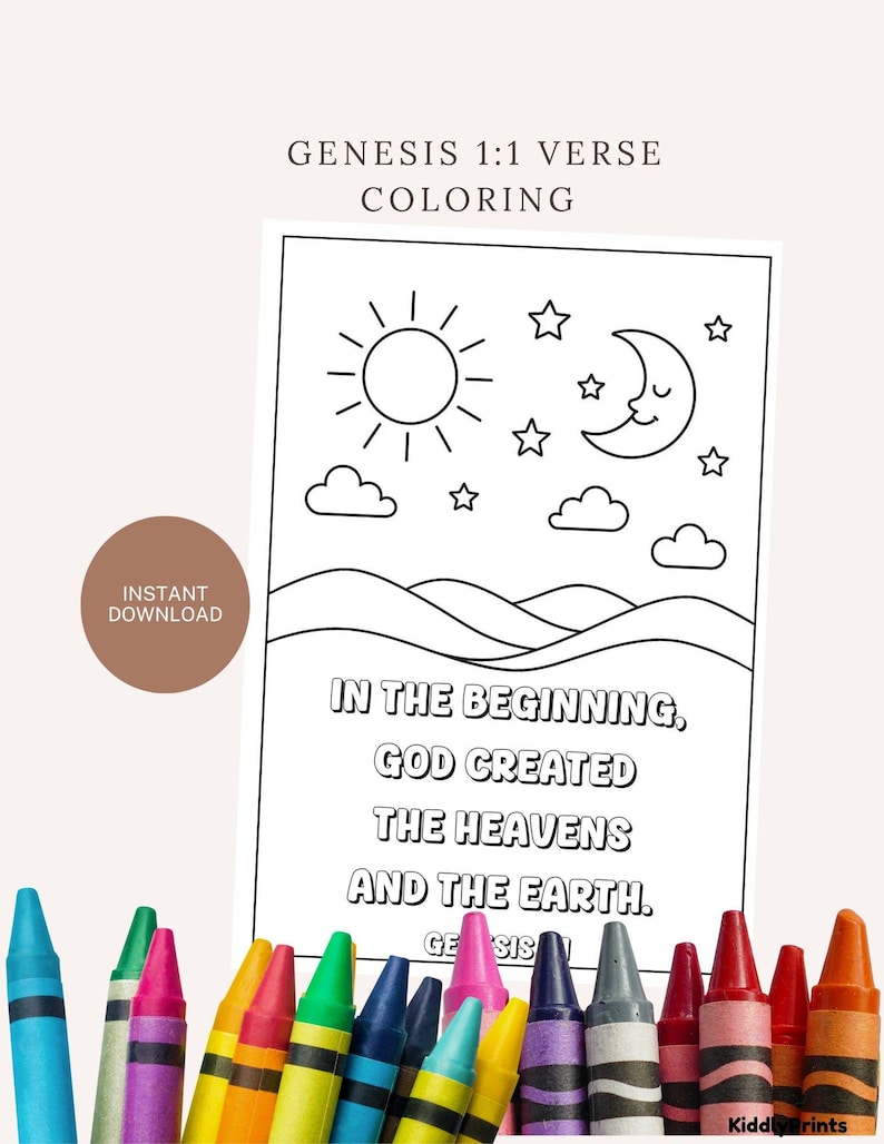 Genesis 1:1 Bible Verse Coloring Page – “in the Beginning God Created ...