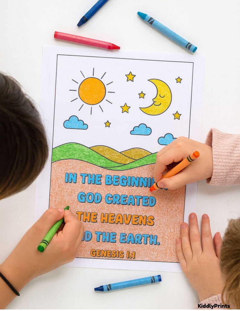 Genesis 1:1 Bible Verse Coloring Page – “in the Beginning God Created ...