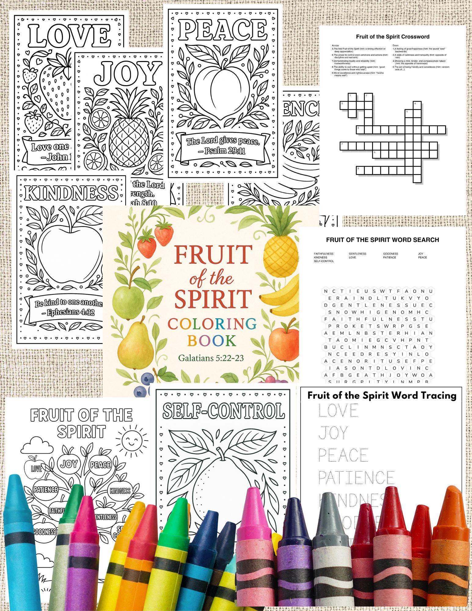Fruit of the Spirit Activities: Coloring Pages, Word Search, Crossword ...