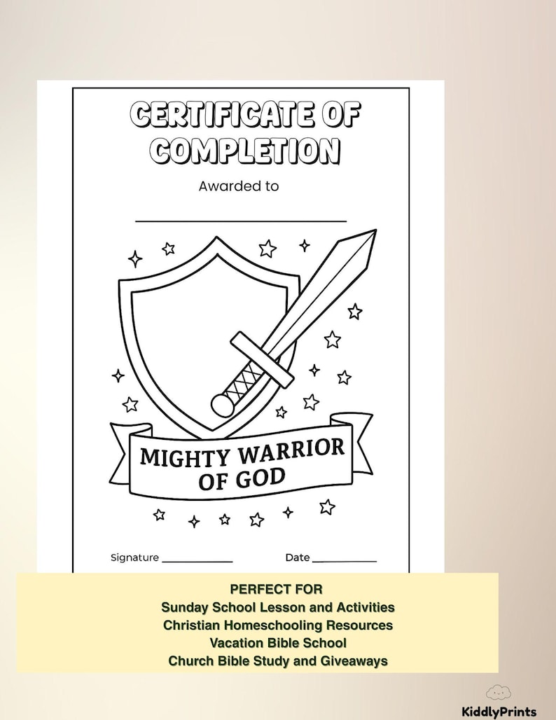 Armor of God Activity Pages With Certificate: Bible Coloring Book, Word ...