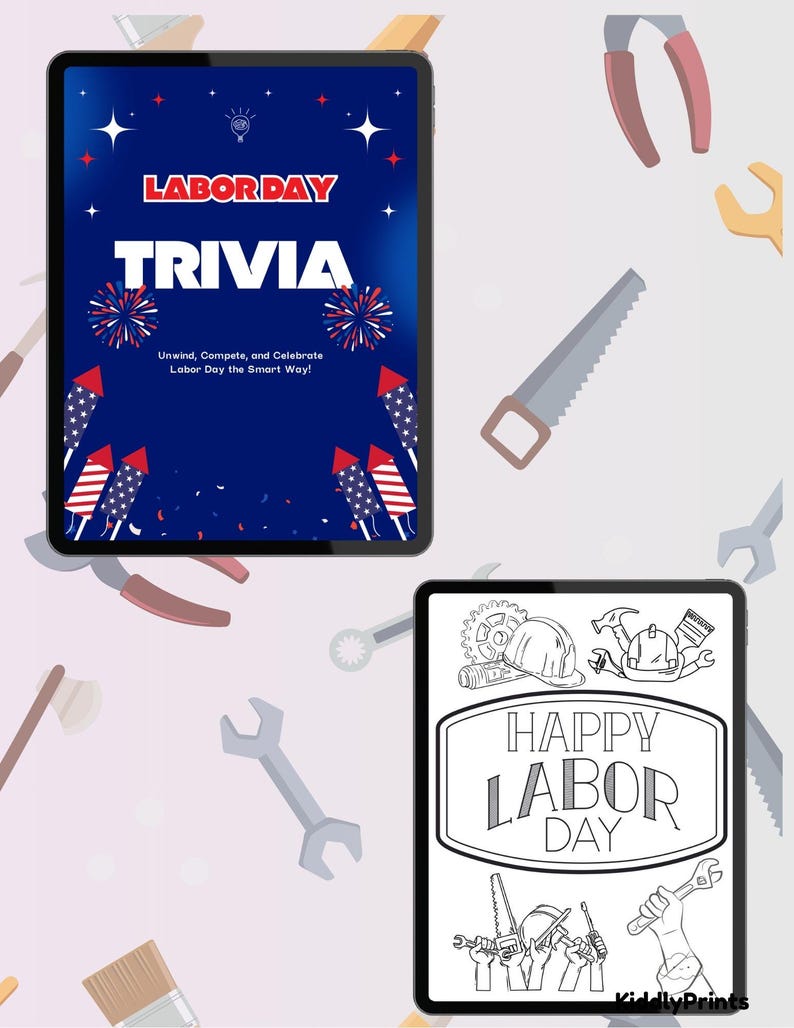 Labor Day Activity Pack: Trivia & Coloring Pages (holiday, Printable ...